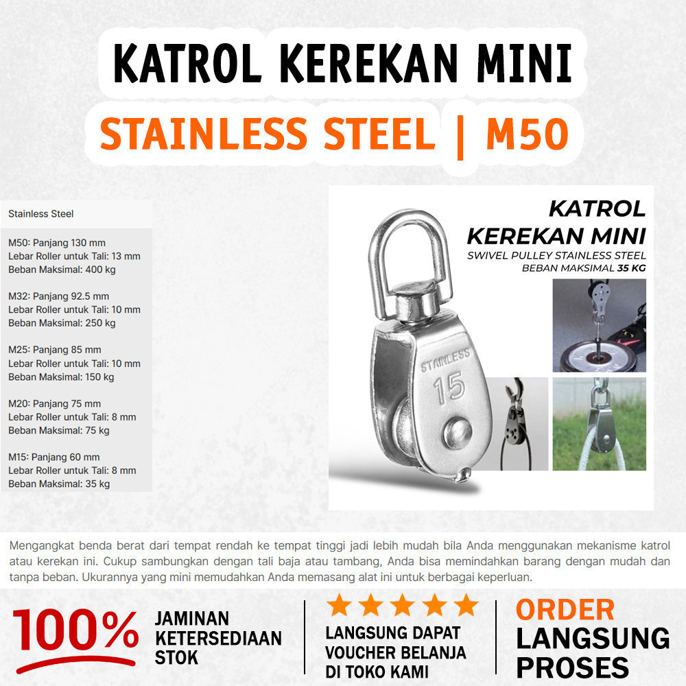 Jual Katrol Kerekan Mini Serbaguna Material Stainless Steel Kuat ...
