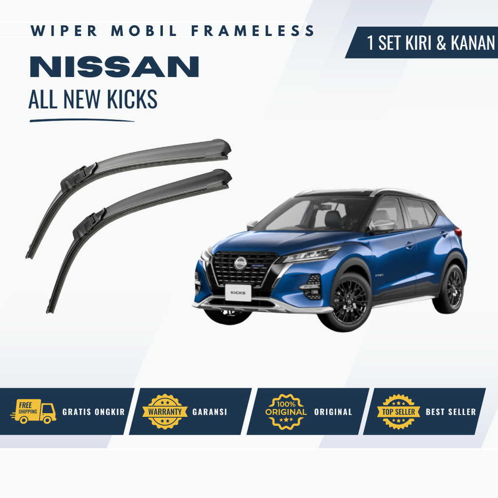 Jual Wiper Mobil Frameless Nissan Kicks Sepasang Kiri dan Kanan Tanpa ...