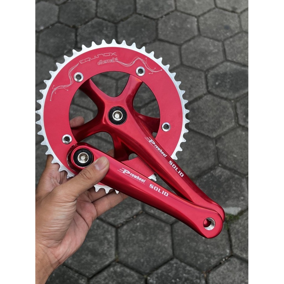 Jual CRANK FIXIE PROWHEEL 46T MERAH RED ORIGINAL GEAR DEPAN GIR FIKSI ...