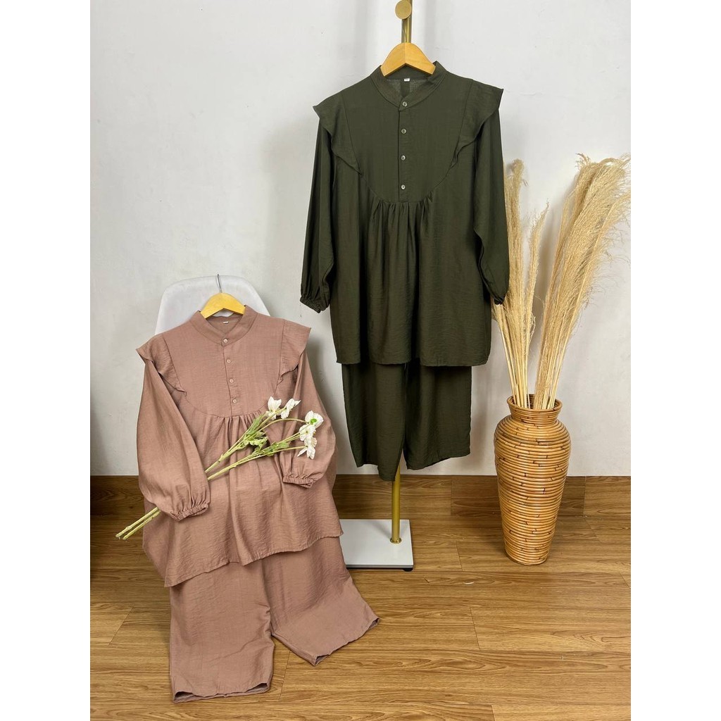 Jual AKAVI - AZOYE LINEN SUPER JUMBO ONESET BIGSIZE SETELAN OVERSIZE LD ...