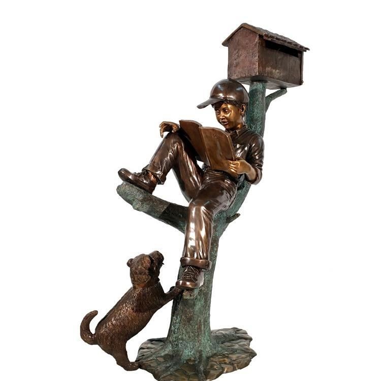 Jual outdoor decoration metal casting bronze mailbox sculpture reading ...