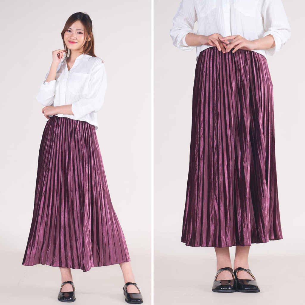 Jual HAICLO - Helena Skirt Korean Style - Rok Panjang Plisket Bludru ...