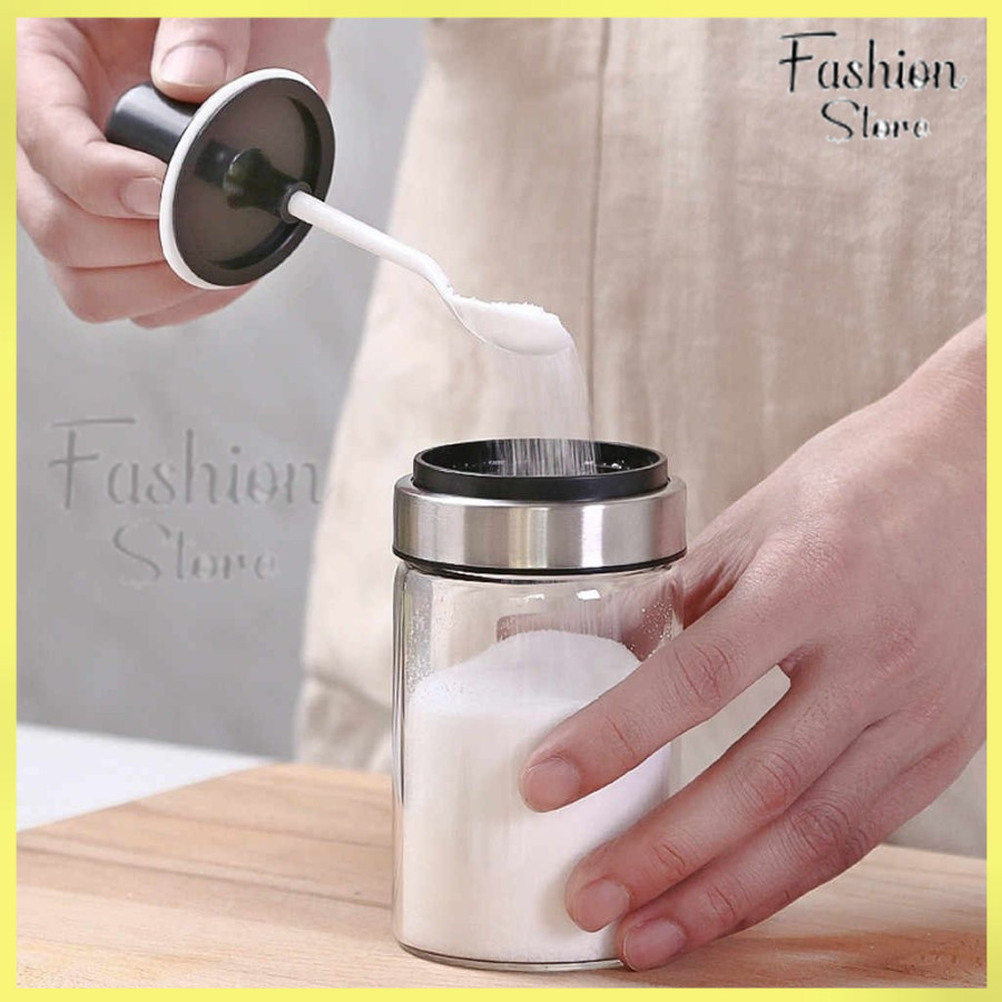 Jual FS GROSIR Botol Tempat Bumbu Dapur Kaca 180ML dengan Sendok ...