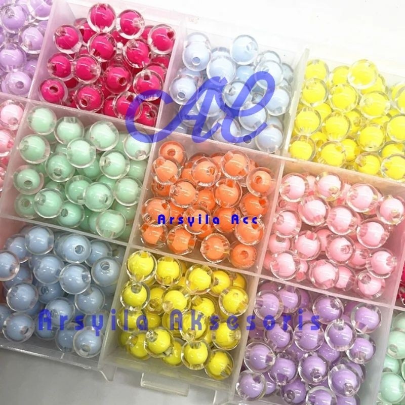 Jual 50 Pcs Manik Manik Bulat Kristal Transparan Manik Akrilik Spacer Warna Warni Bening ...