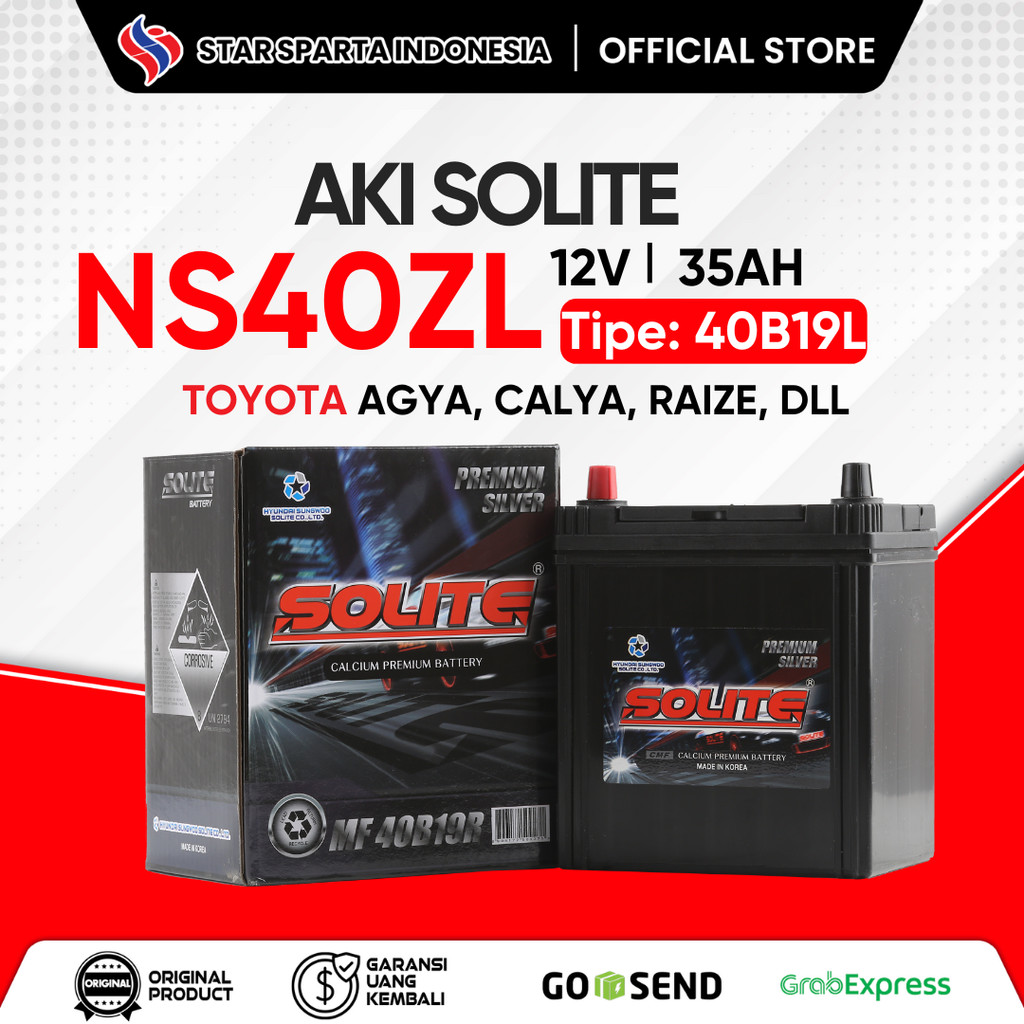 Jual Solite - Aki NS40ZL 12V 35Ah untuk Toyota Agya, Calya, Raize ...