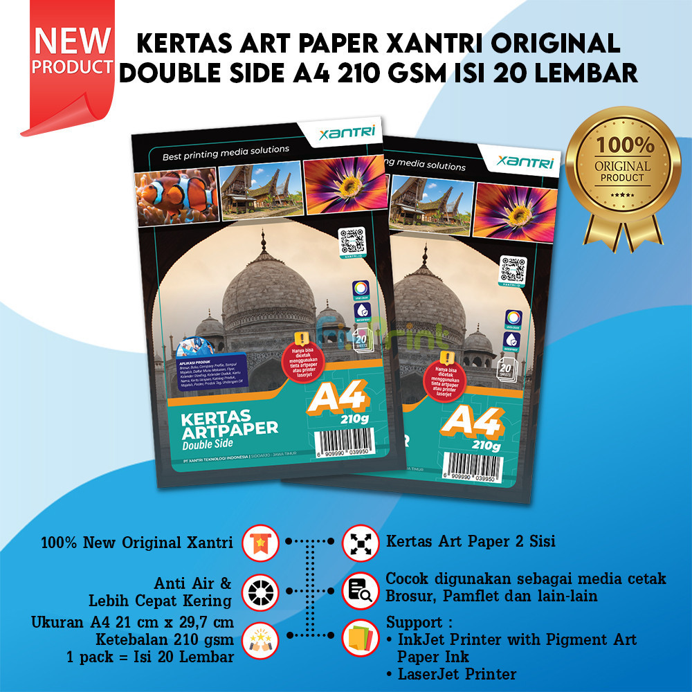 Jual Kertas Art Paper Double Side A4 210gsm Photo Paper A4 20 Pcs ...