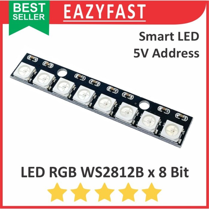 Jual Modul LED Strip RGB SMD WS2812B 8 Bit Mata Channel x8 Ch Chanel ...