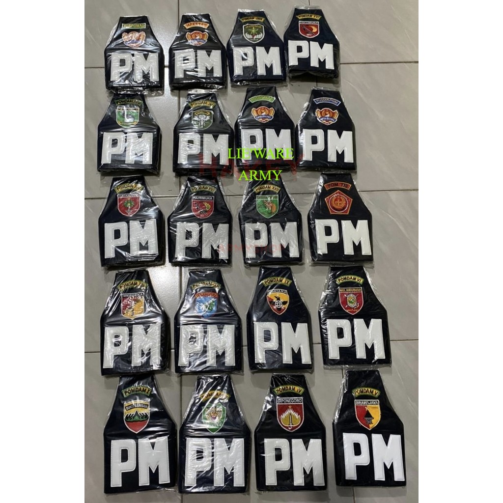 Jual LAS BAN LENGAN TANGAN PM POLISI MILITER + LOGO POMAD POMDAM ...