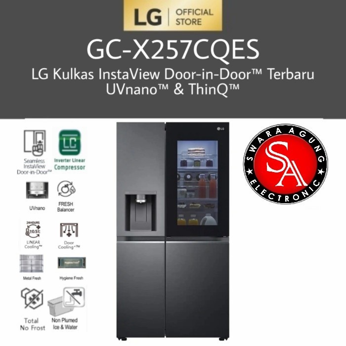 Jual Kulkas Side By Side LG With Dispenser LG Type:GC-X257CQES BLACK ...