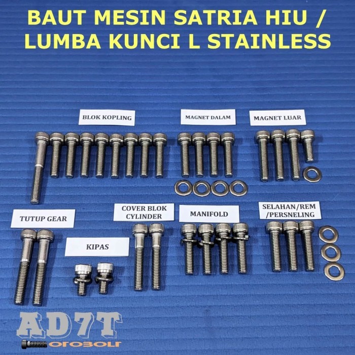 Jual Baut Set Mesin Satria RU/Hiu LSCM Kunci L ful stainless asli ...