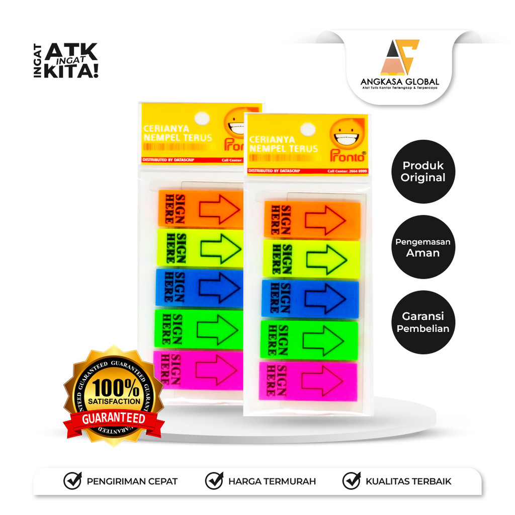 Jual PRONTO STICKY NOTE SIGN HERE (1PAD) | Shopee Indonesia