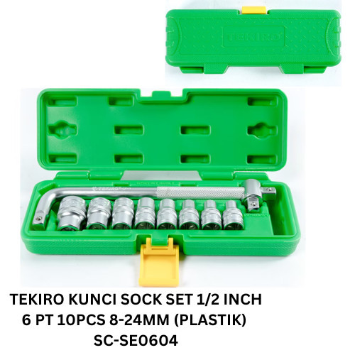 Jual TEKIRO KUNCI SOCK SET 1/2 INCH 6 PT 10PCS 8-24MM (PLASTIK) SC-SE0604 | Shopee Indonesia