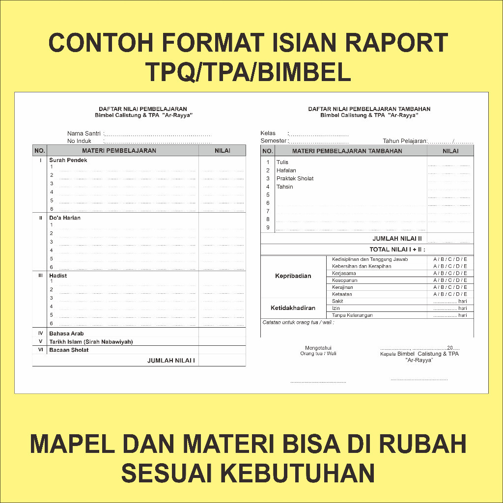 Jual Cetak Cetak Custom Buku Raport / laporan hasil belajar / buku ...