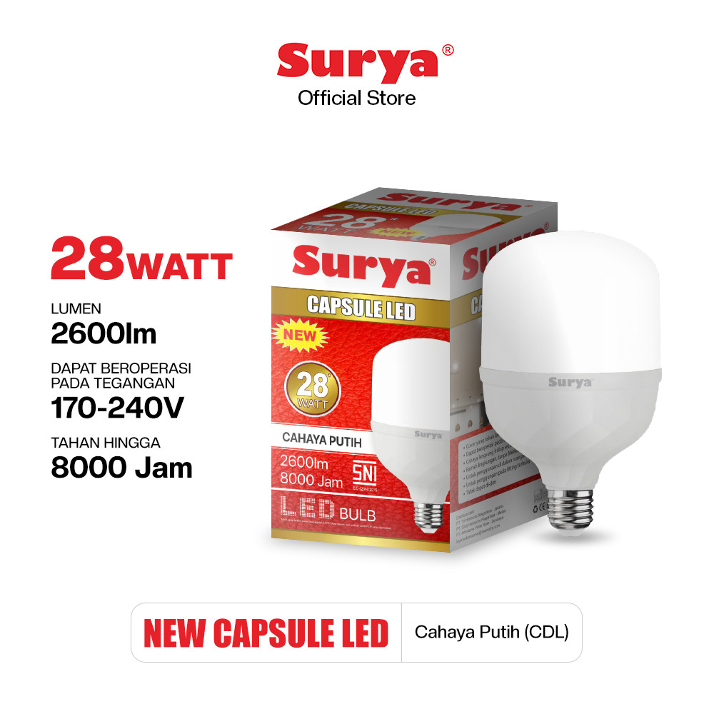 Jual Surya Lampu Bohlam LED New Capsule 28 Watt Cahaya Putih | Shopee Indonesia