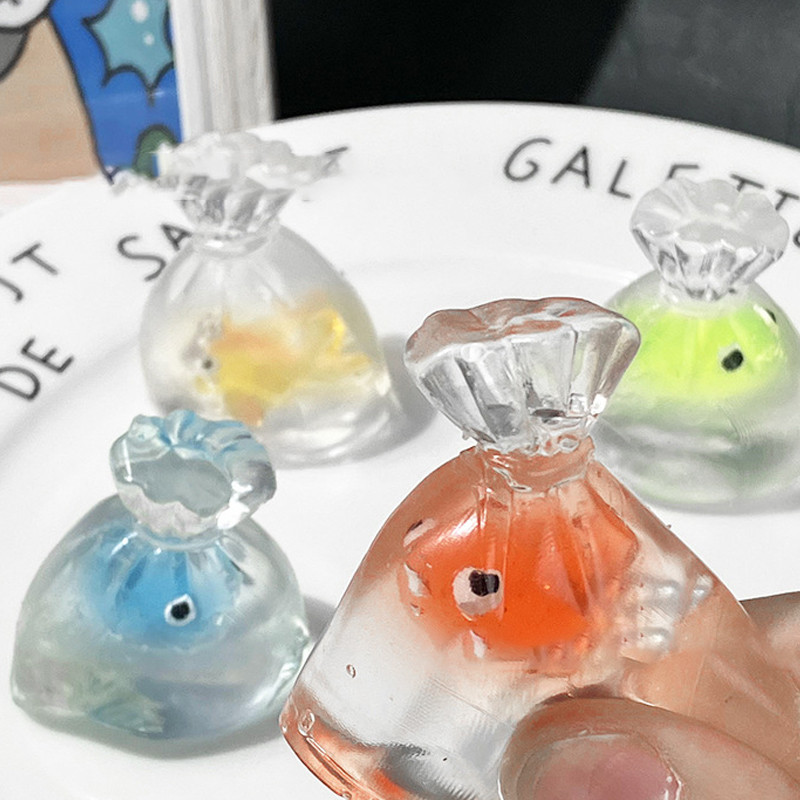 Jual Squishy Toy Goldfish Bag Mochi Soft Rubber Toy Cute Goldfish ...