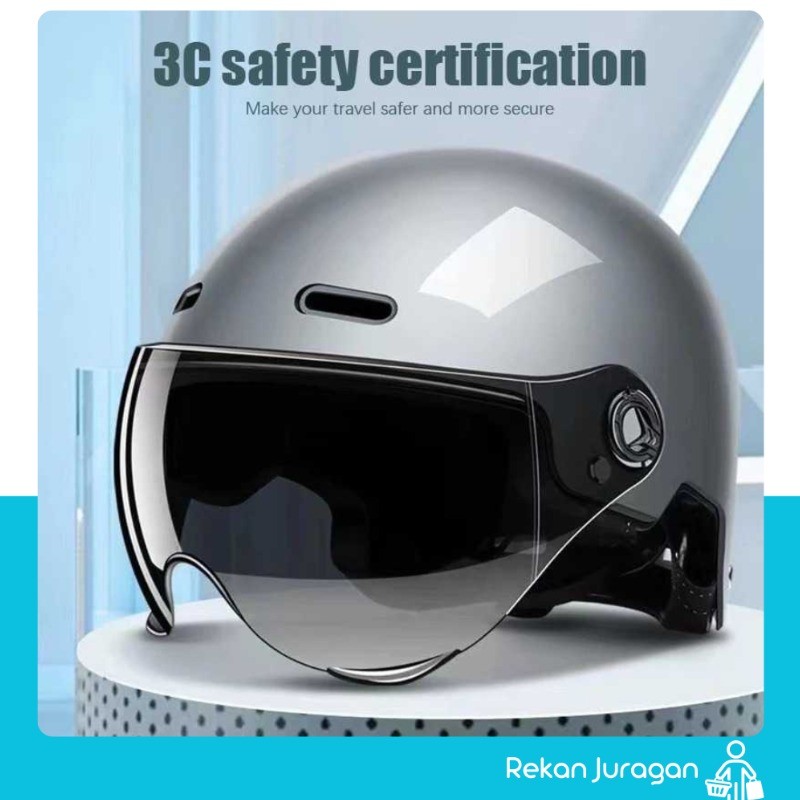Jual GIDDEN Helm Helem Sepeda Skuter Listrik Half Face Dark Visor Retro ...