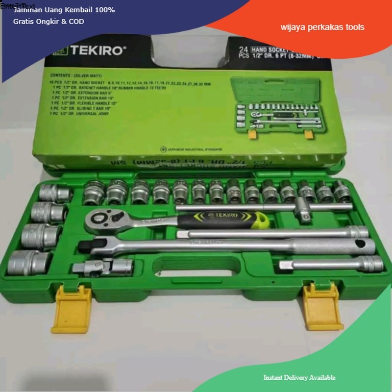 Jual TEKIRO SOCKET SET 24PCS SEGI 6 SQUARE 1/2 24PCS BOX PLASTIK shock ...