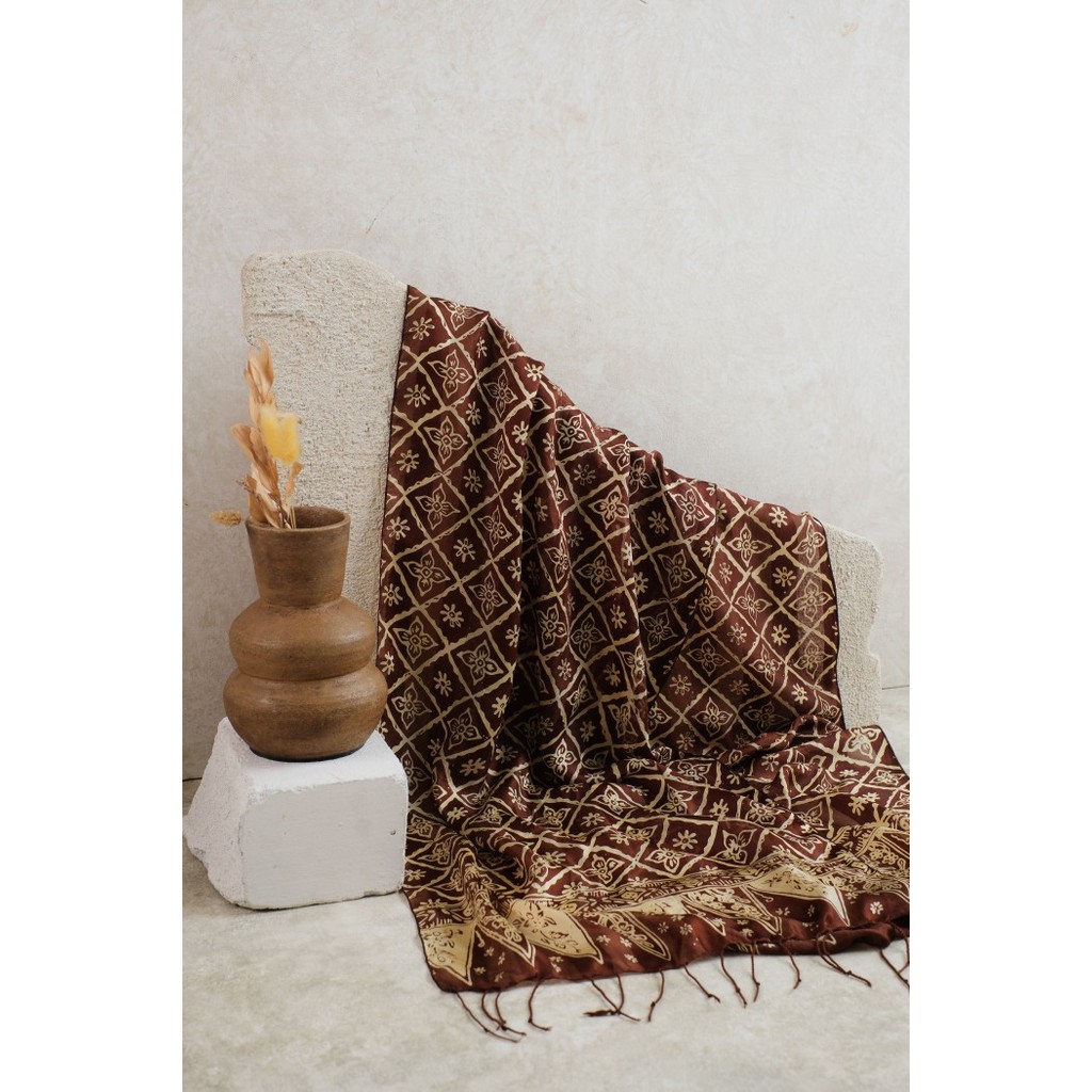 Jual BATIK RATU - Syal Batik Sutra Songket Batak - Brown - 45 | Shopee ...