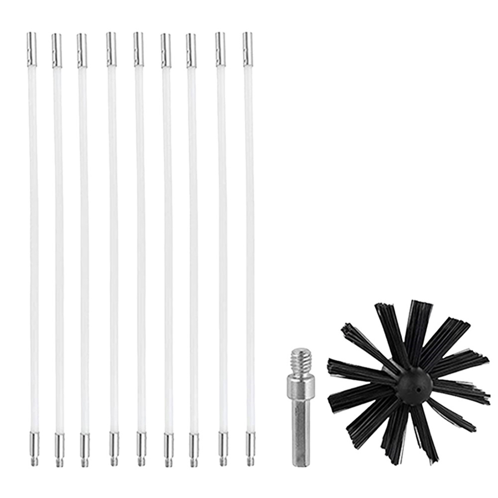 Jual Chimney Brush Set with Long Handle Rods Dryer Vent Cleaner Kit 100 ...