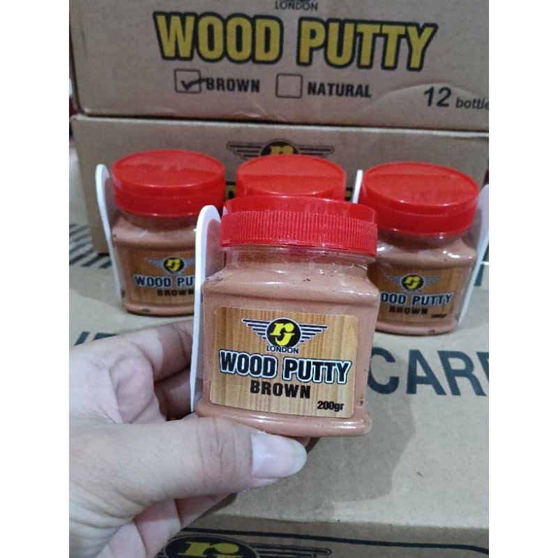 Jual RJ PENAMBAL LUBANG KAYU RJ WOOD PUTTY BROWN 200GR RJ LONDON WOOD ...