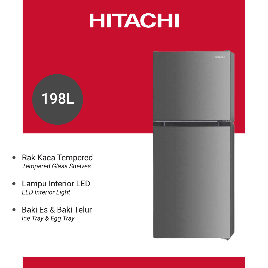 Jual Kulkas 2 Pintu Inverter 181L Garansi Resmi Hitachi HRTN5198MXID | Shopee Indonesia