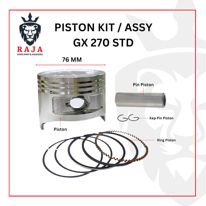 Jual Piston Kit Assy GX 270 STD Diameter 76 MM Seher Mesin Penggerak Honda GX 270 Standard ...