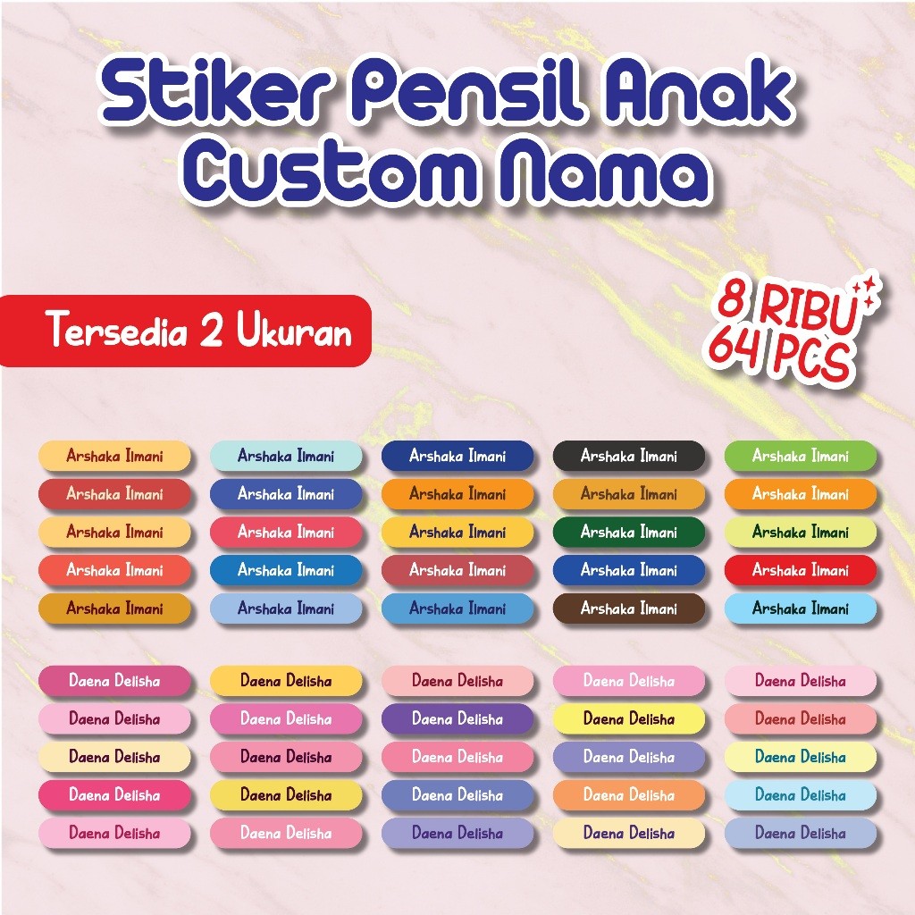 Jual Stiker Label Nama Pensil Custom Nama Ukuran Pensil / Pulpen ...