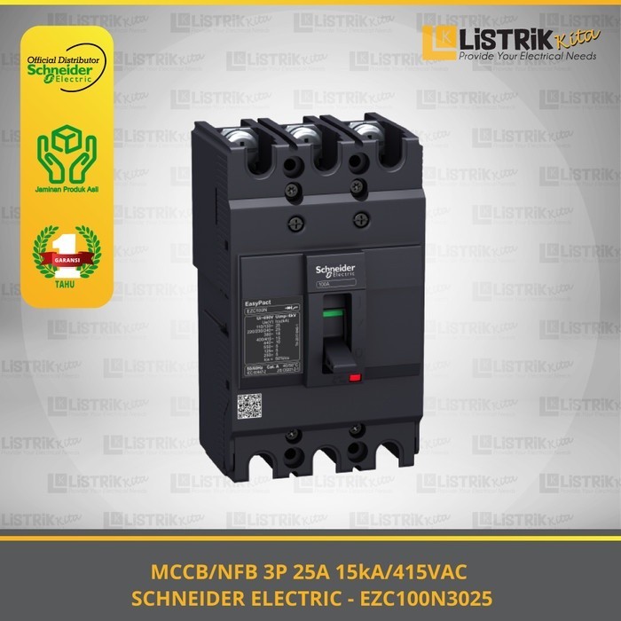 Jual MCCB/NFB SCHNEIDER ELECTRIC EZC100N 3P 25A 15KA/415VAC ...
