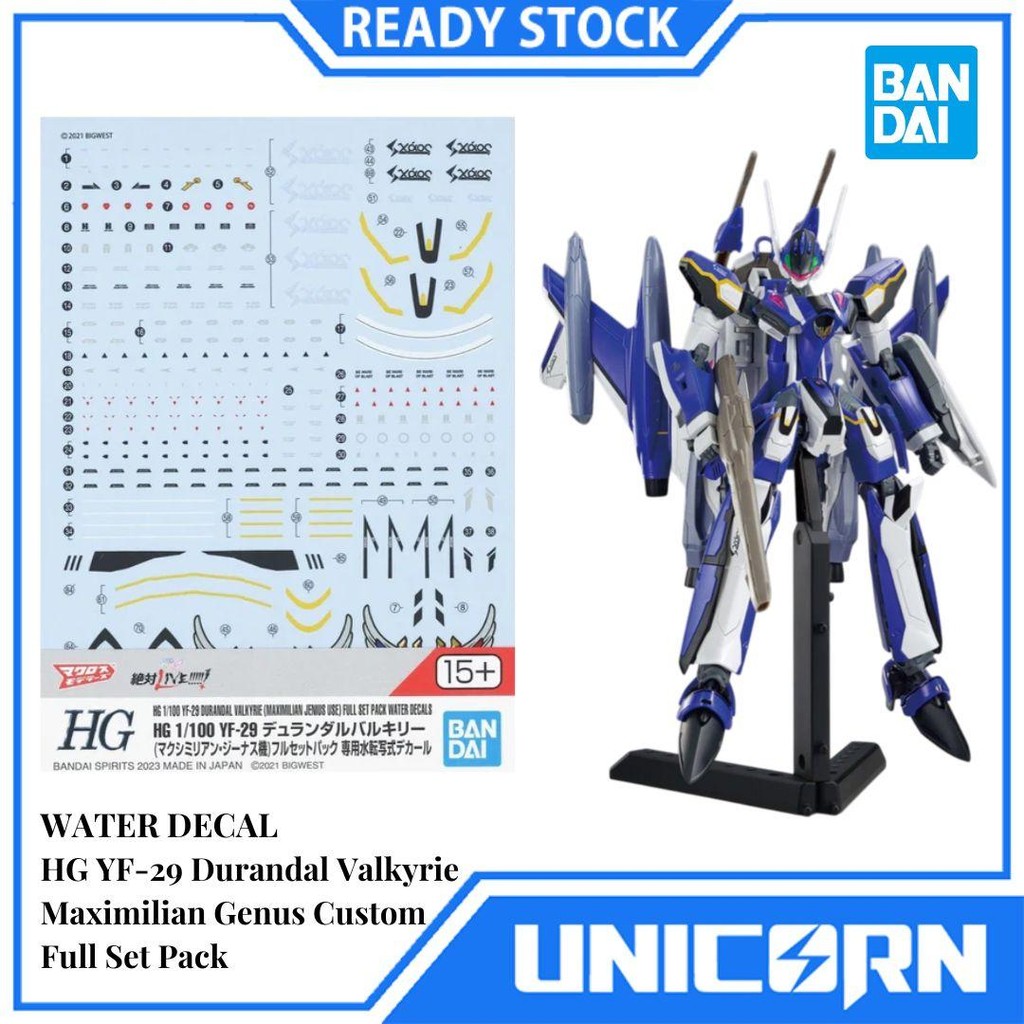 Jual Water Decal HG 1/100 YF-29 Durandal Valkyrie Maximilian Jenius Bandai Decals (for the ...