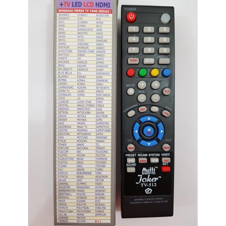 Jual Remote Tv Universal JOKER TV-509 Super Lengkap Multi Merk (TA ...