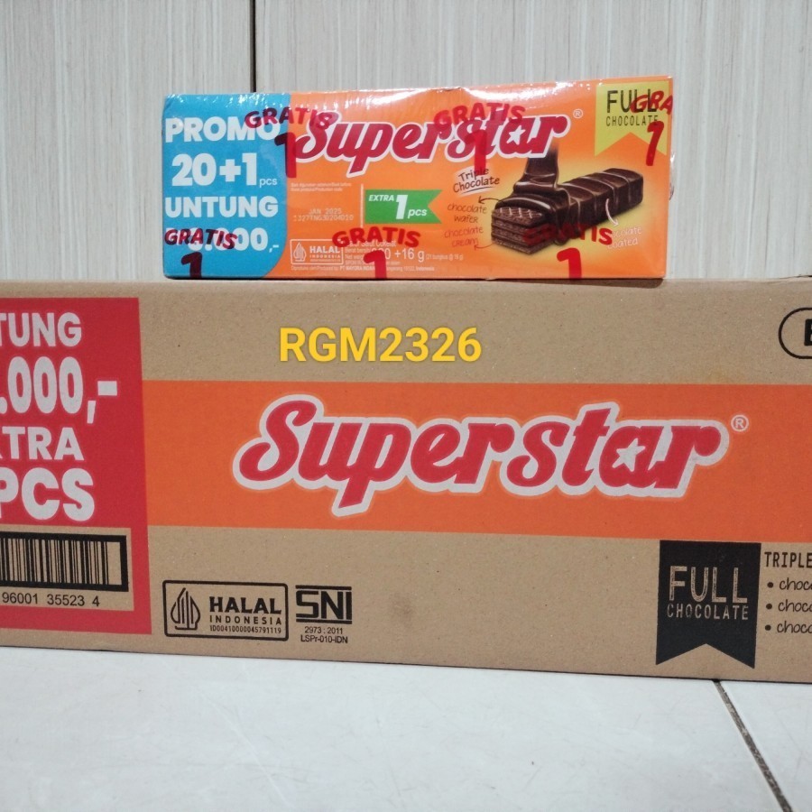 Jual Superstar Wafer Super Star Coklat Full Chocolate 16 gr x 20 Pcs ...
