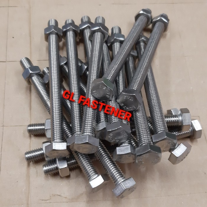 Jual Baut Mur Hex Stainless Steel 304 M8 x 100 anti karat Kunci 13 SUS 304 | Shopee Indonesia