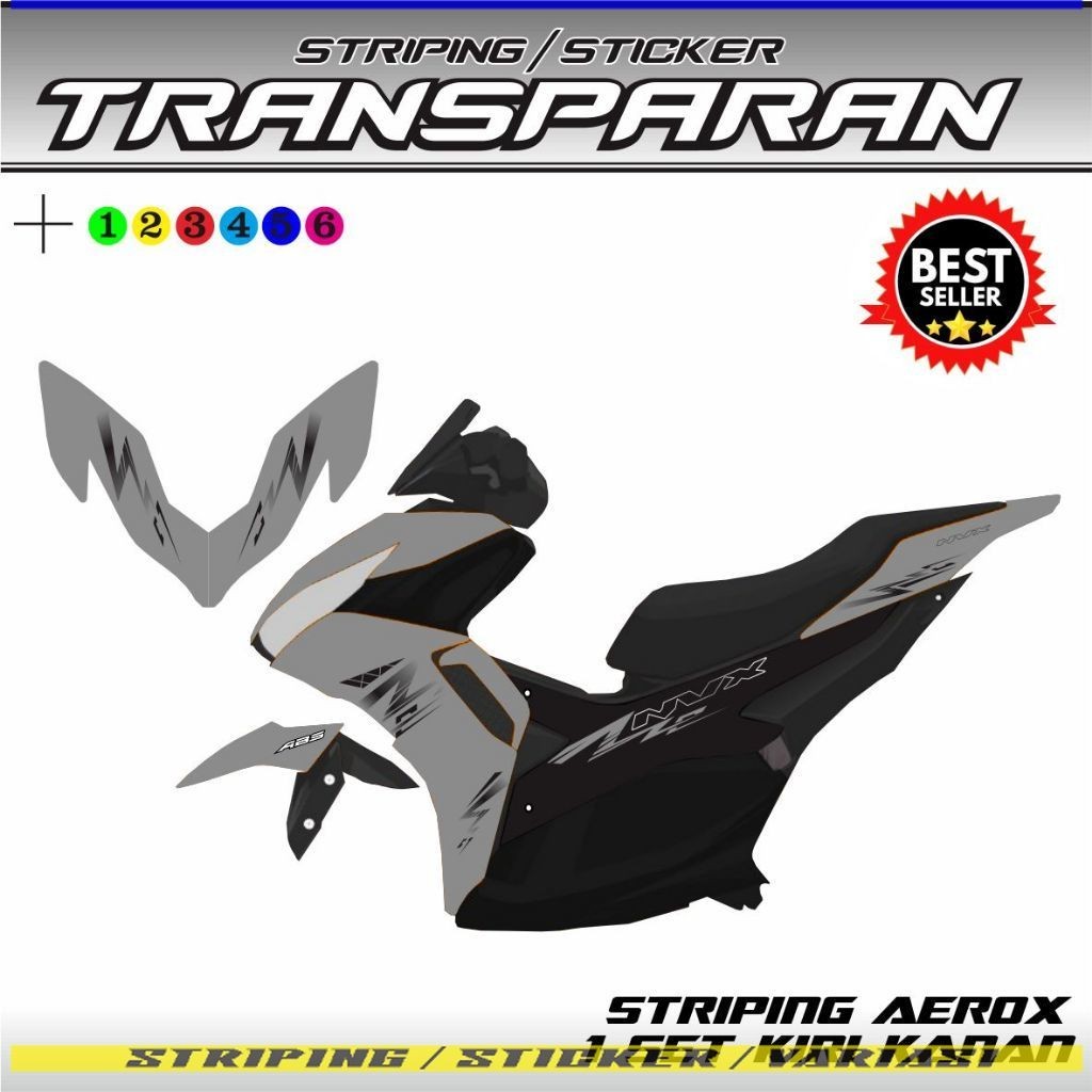 Jual STRIPING STICKER ALL NEW AEROX CONNECTED 155 NVX TRANSPARAN UV ...