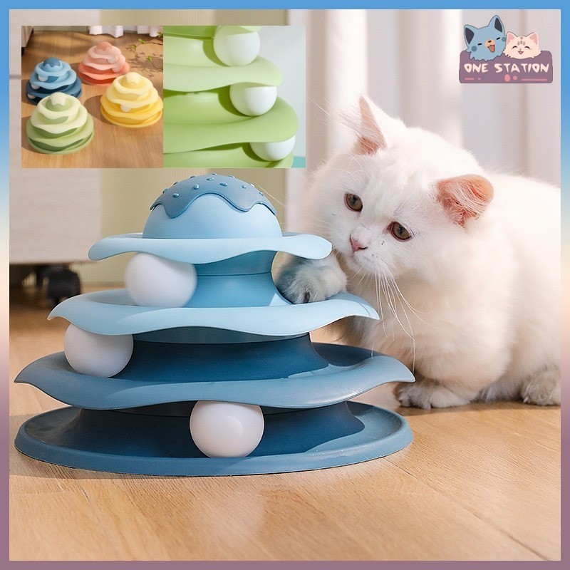 Jual Bola Putar Motif Cake Lucu 3 Tingkat Cat Toys Circular Tower Toy ...