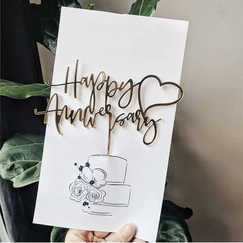 Jual Cake Topper Acrylic Hiasan Kue Akrilik Happy Anniversary Wedding ...