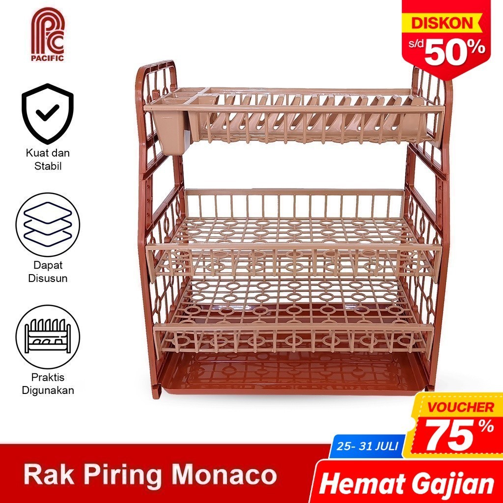 Jual Pacific Rak Piring Plastik 3 Susun Monaco Dish Rack Dengan Nampan Pac-Rpm-013 | Shopee ...