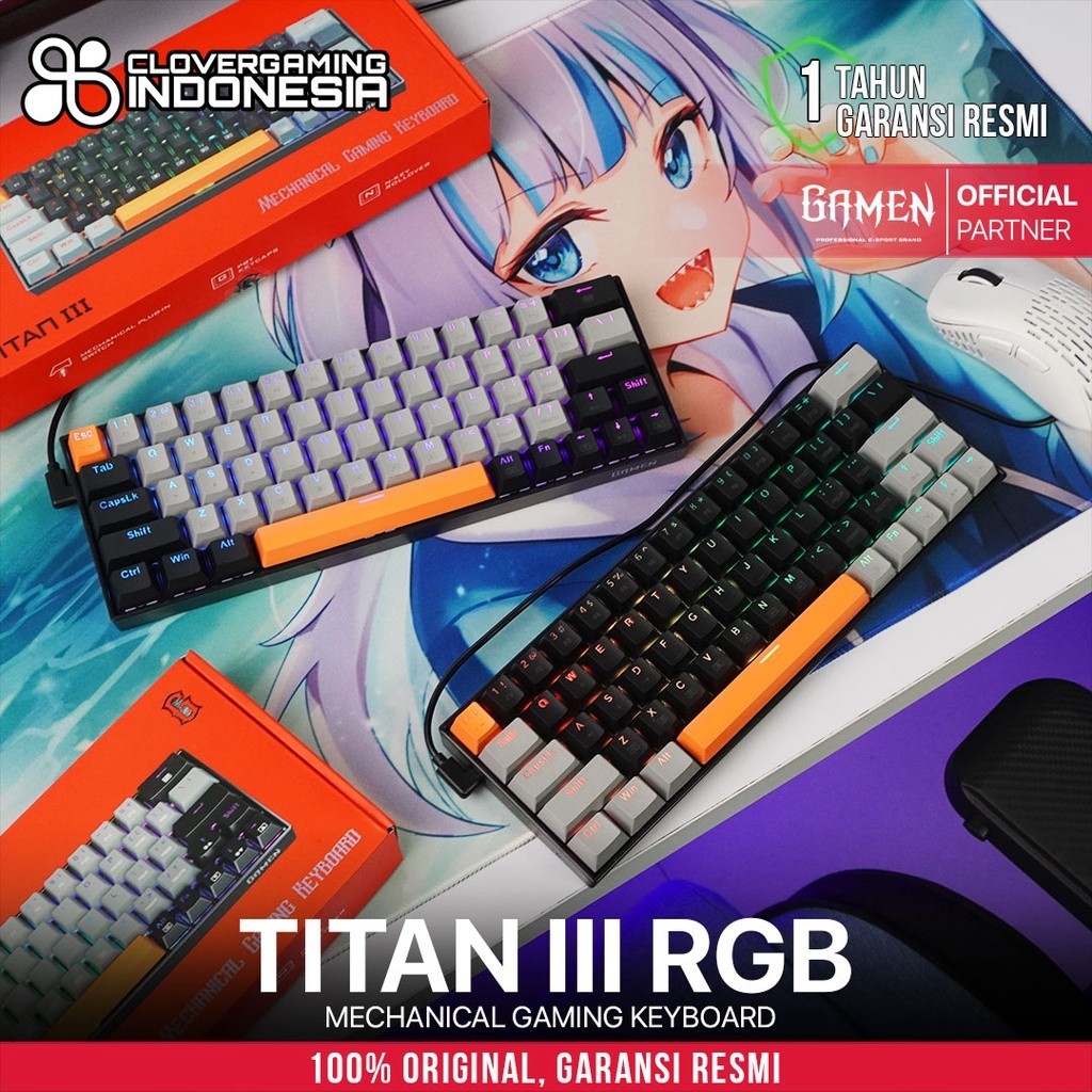 Jual Gamen Titan III RGB PBT Keycaps - Mechanical Gaming Keyboard ...