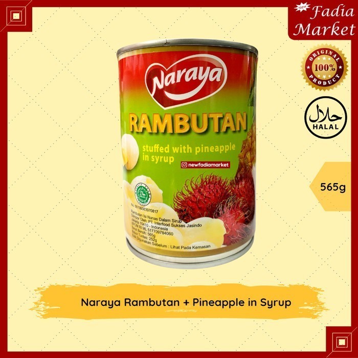 Jual Naraya Rambutan + Pineapple in Syrup (Buah Rambutan Nanas Kaleng ...