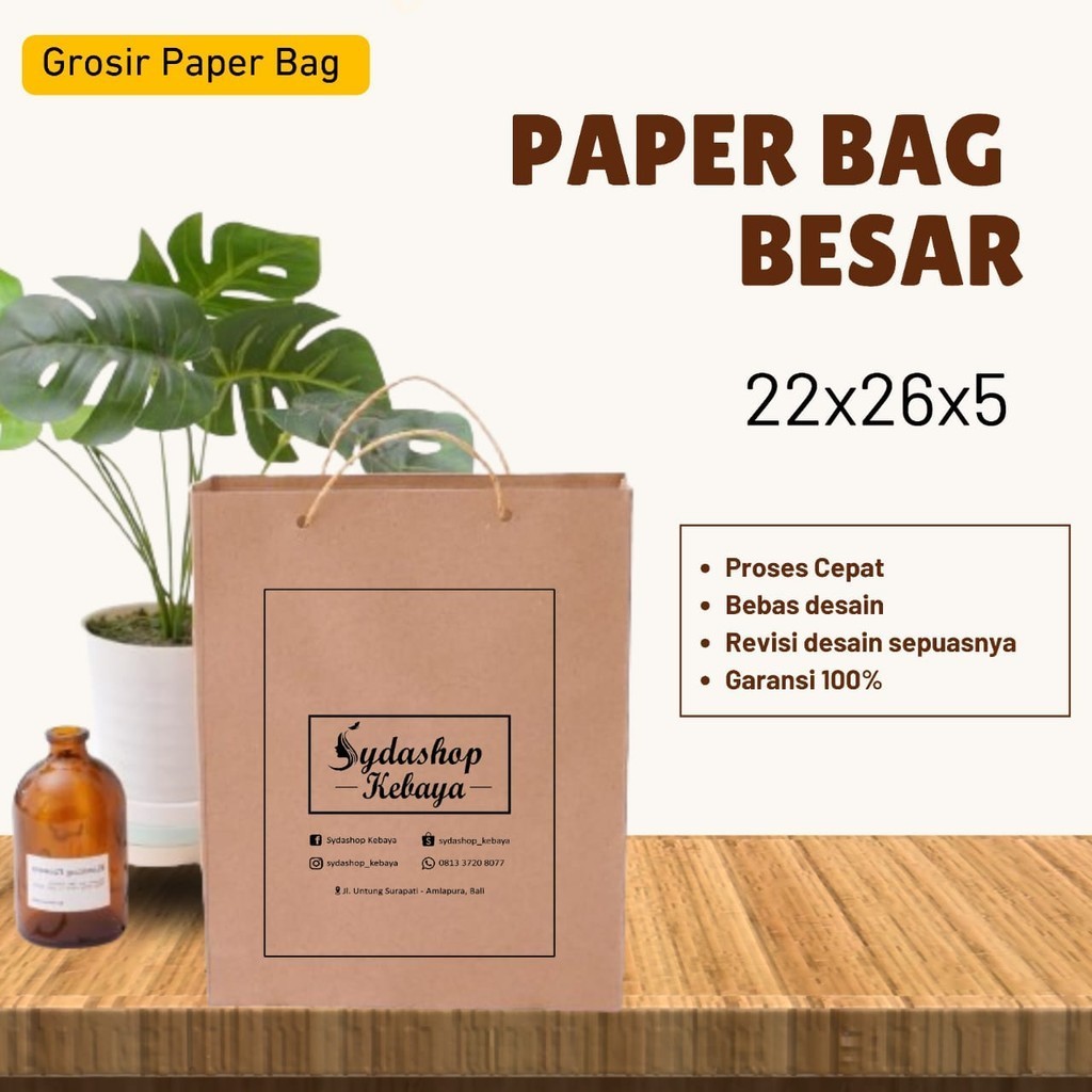Jual PAPER BAG CUSTOM SABLON BESAR 50 / - PAPERBAG SABLON 22cm X 26cm X ...