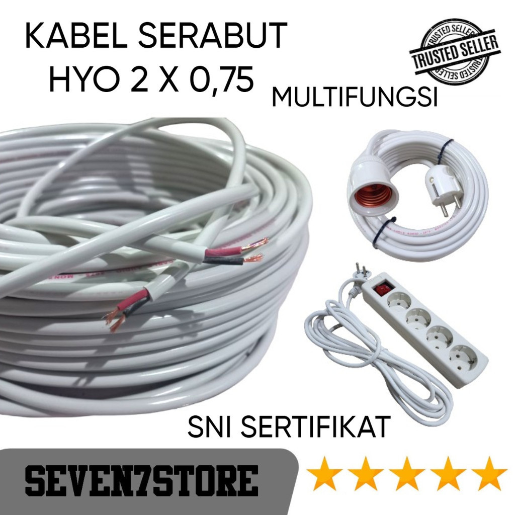Jual KABEL LISTRIK SERABUT 2X0,75 TEBAL PUTIH / HITAM PERMETER | Shopee Indonesia