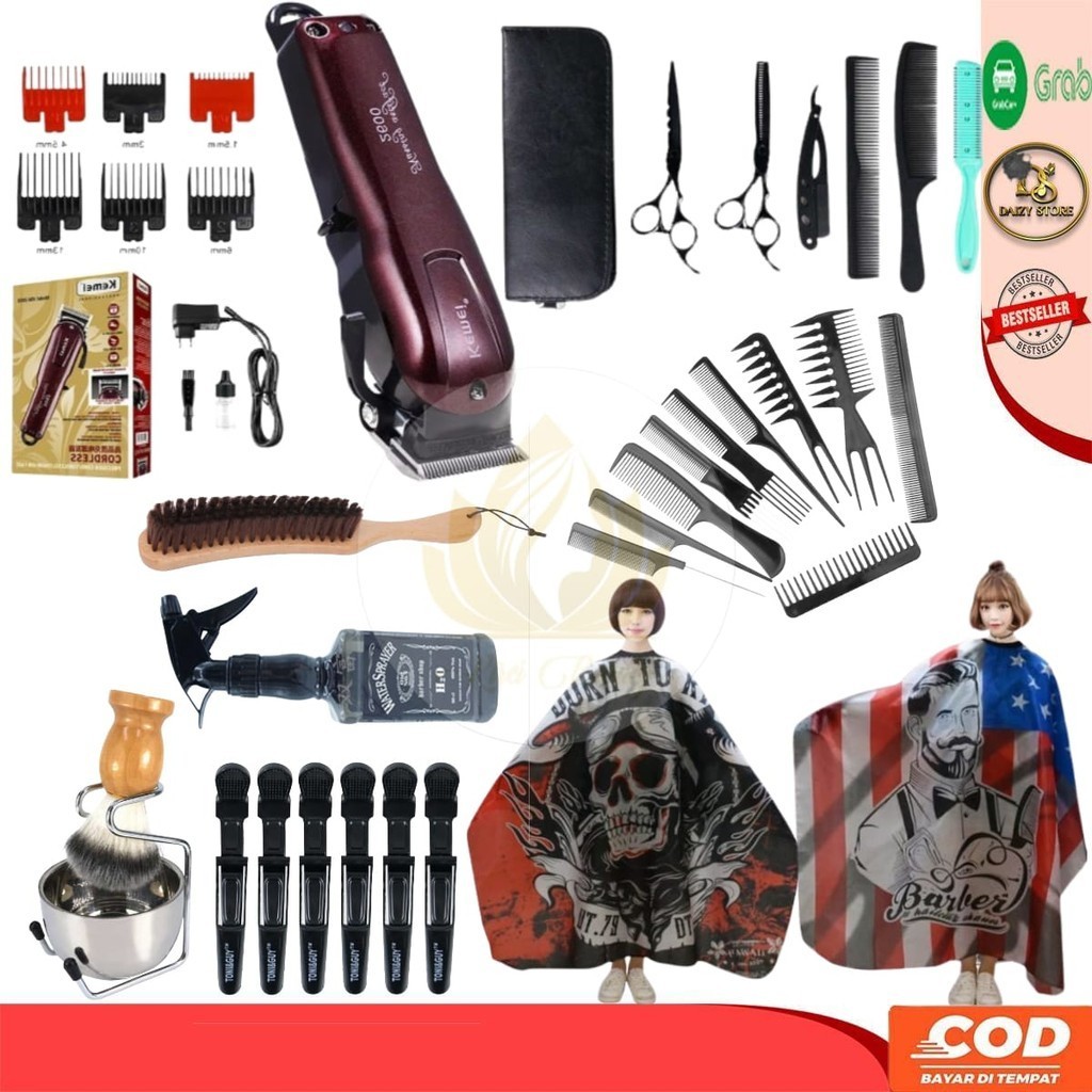 Jual [COD] Paket Alat Cukur Rambut Elektrik Kemei 2600 Profesional Barbershop Gunting Rambut ...
