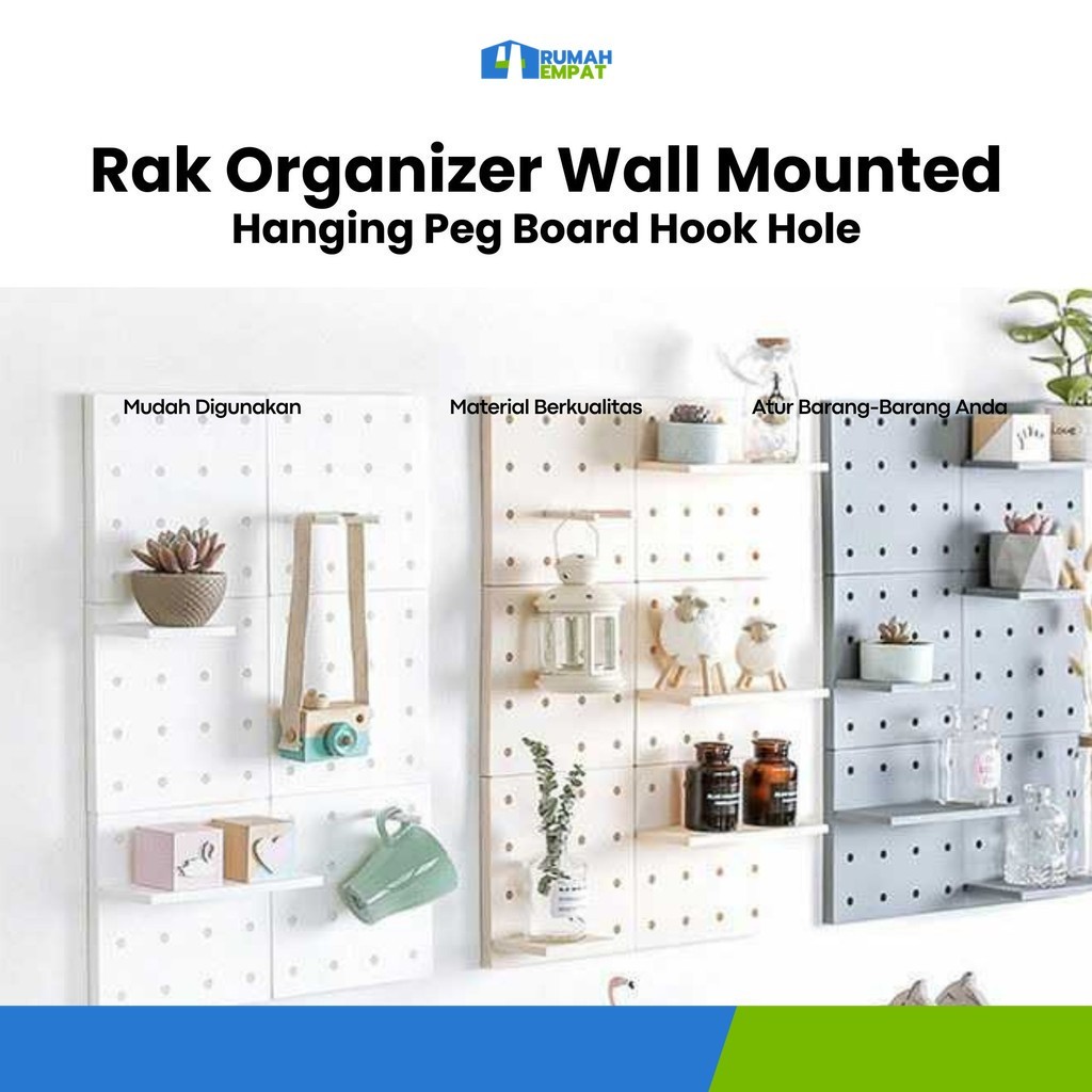 Jual Rak Organizer Wall Mounted Hanging Peg Board Hook Hole - G58 ...