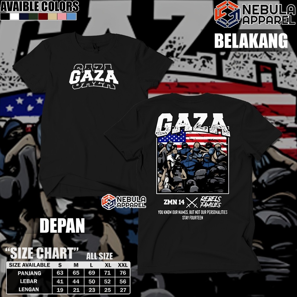 Jual TM T-SHIRT GAZA X REBELS FAMILIES V1 BLACK | Shopee Indonesia
