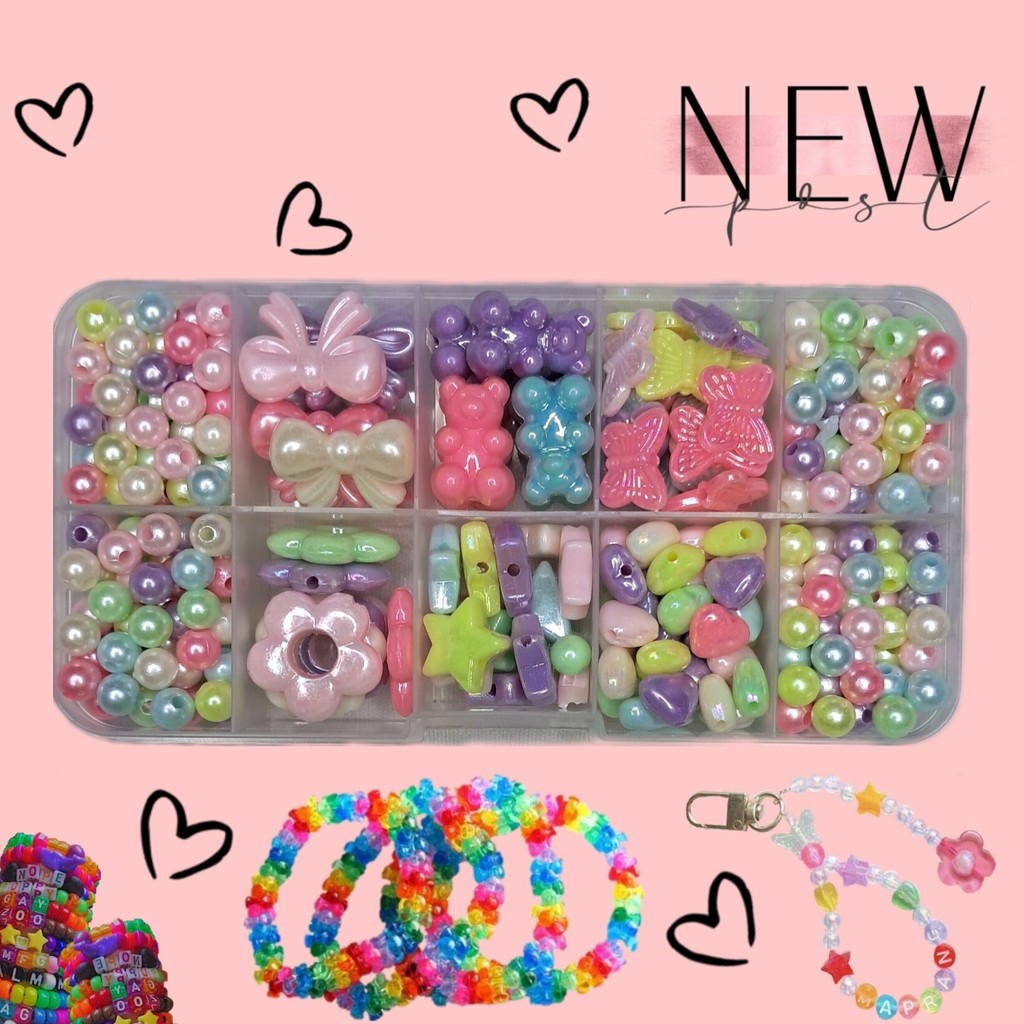 Jual DIY manik one set box/ manik aesthetic/1 set 10 sekat/DIY meronce ...