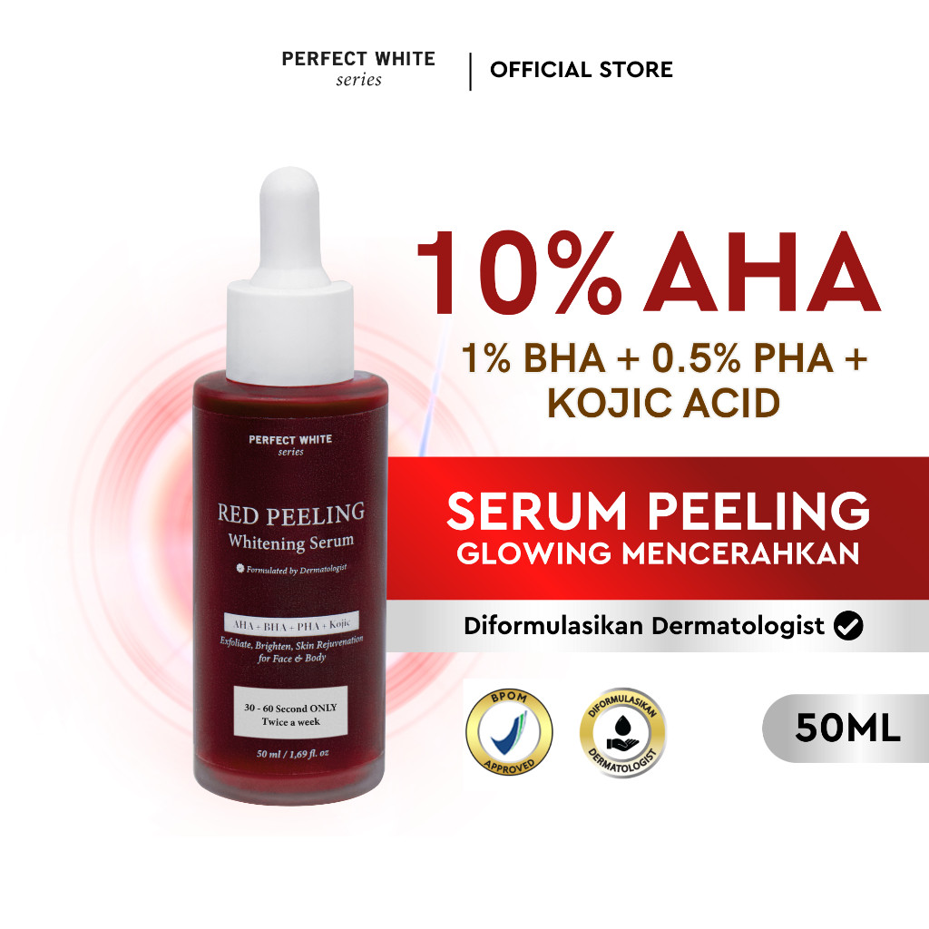 Jual PERFECT WHITE Red Peeling Whitening Serum 50ml with AHA BHA PHA ...
