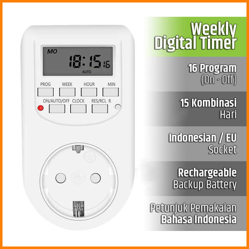 Jual Programmable Digital Timer Switch - Stop Kontak - 16 Program On ...