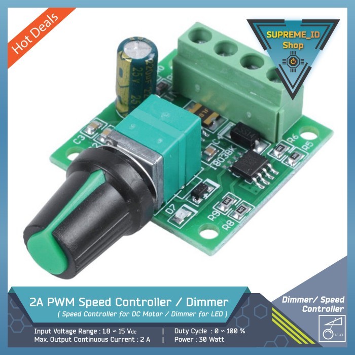 Jual Adjustable PWM DC Motor Speed Controller / LED Dimmer | 1.8~15V 2A | Shopee Indonesia