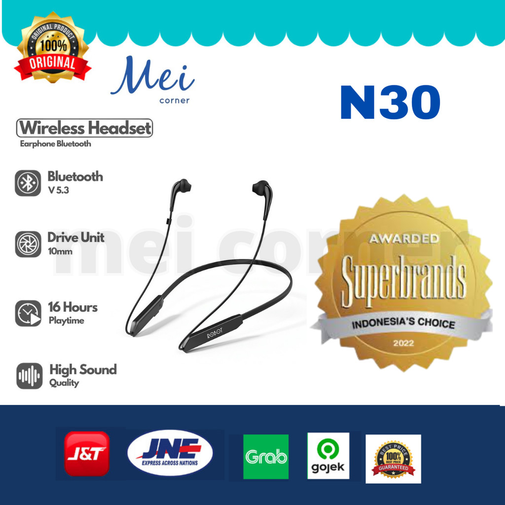 Jual ROBOT SPIRIT N30 Bluetooth 5.3 Neckband Earphone Earbud (MC ...