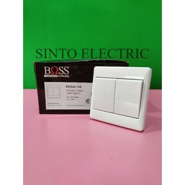 Jual BOSS B2000 Saklar 2 Gang 1 Way Saklar Seri 1 Arah B2032 | Shopee ...