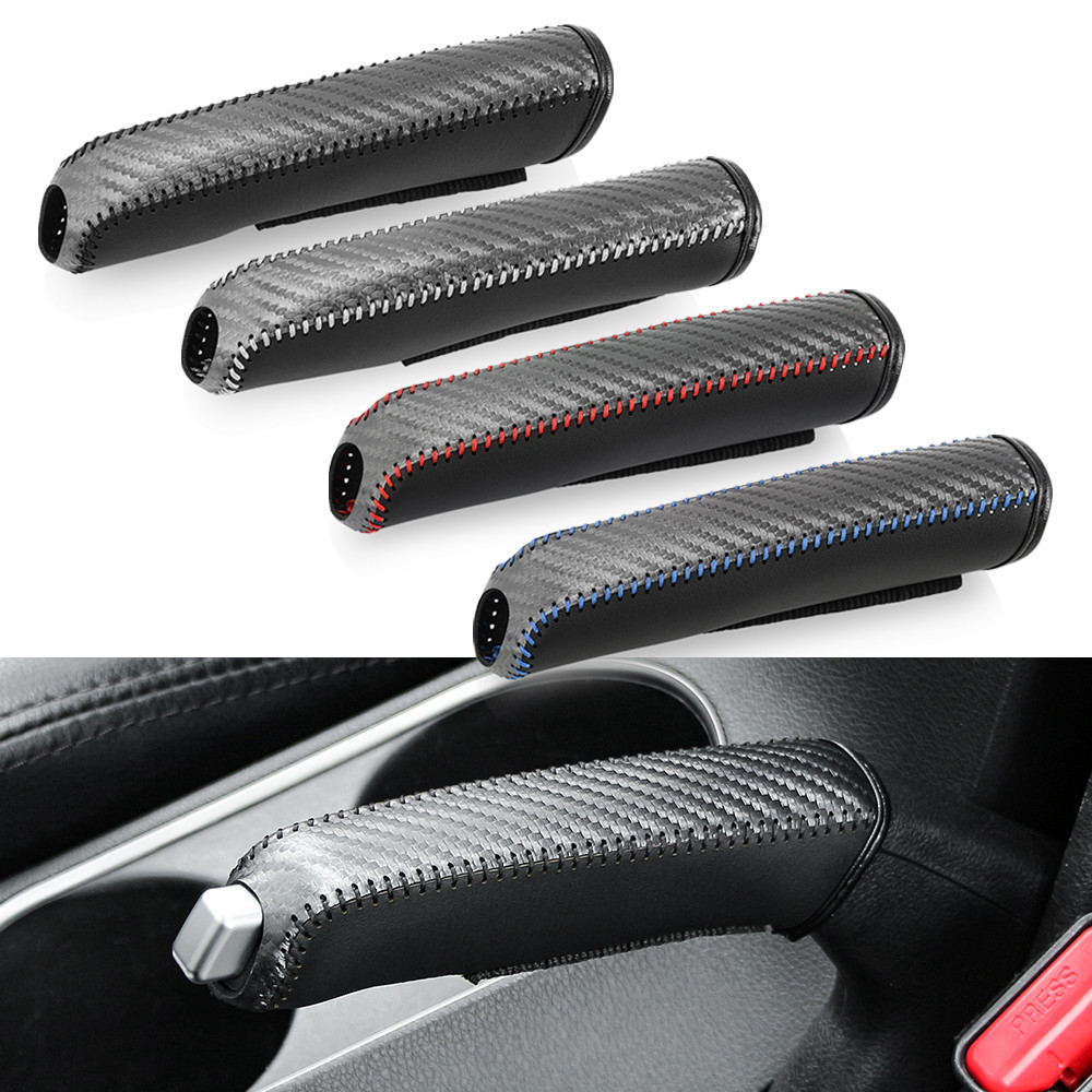 Jual Carbon Fiber Car Leather Gear Handbrake Cover for Mitsubishi ...
